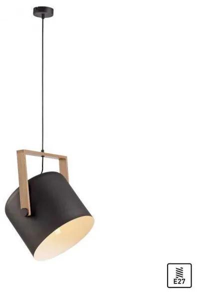 LD 15761-18 CUP LED závěsné svítidlo, černá, dřevo, železo, industriální design - LEUCHTEN DIREKT / JUST LIGHT