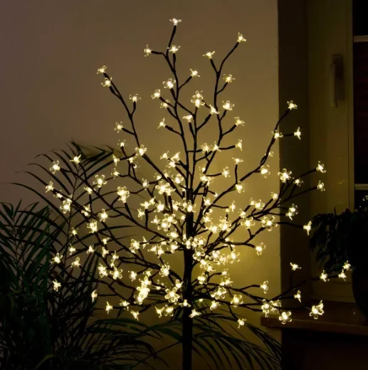 Dekorativní LED strom s květy, teple bílá, 150 cm | BIANO