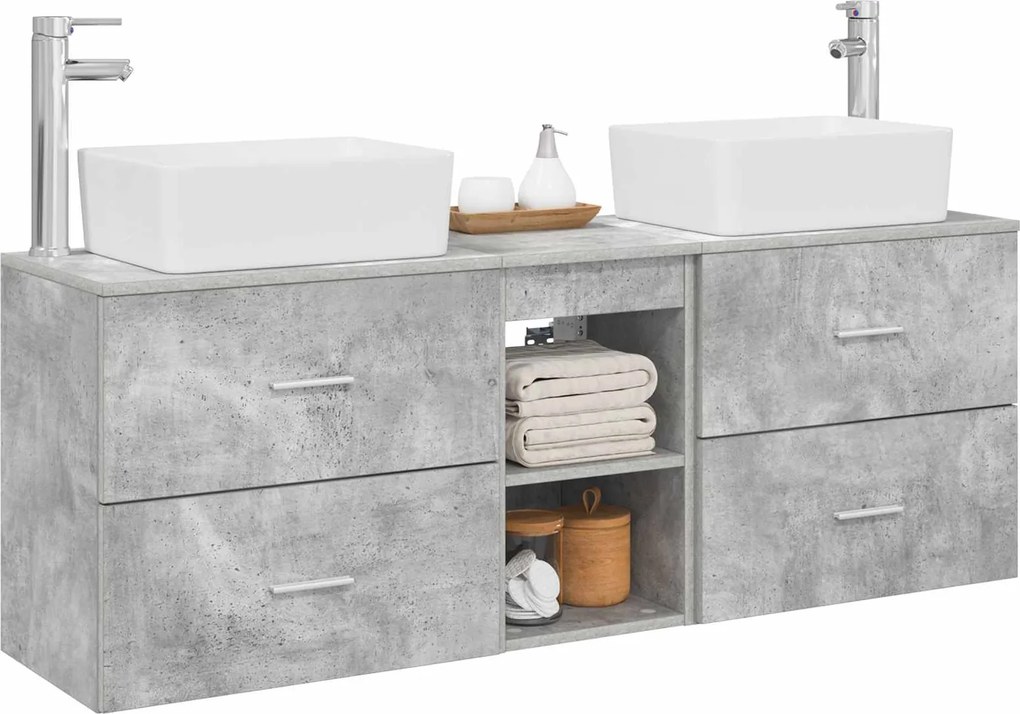 Sada koupelnových skříněk 3 ks Betonově šedá 53 x 34,5 x 63 cm 3405854