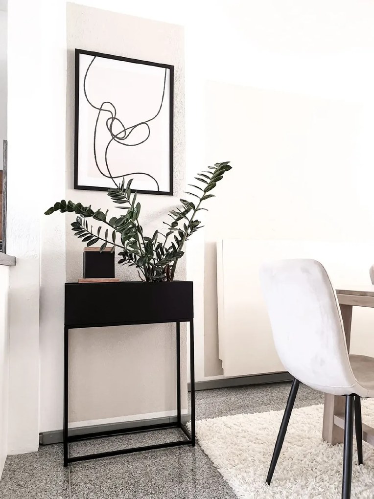 Moderní květináč na nožičkách STYLE, ocel, šířka 60 cm, černý mat