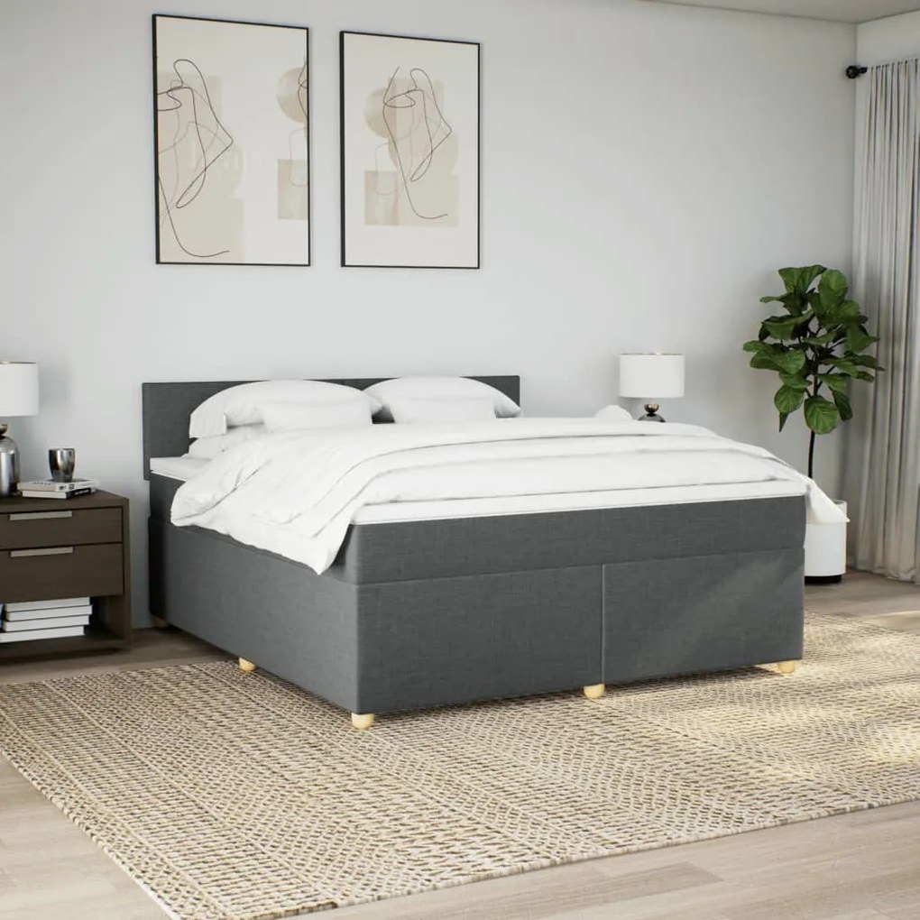 Box spring postel s matrací tmavě šedá 180x200 cm textil 3286753