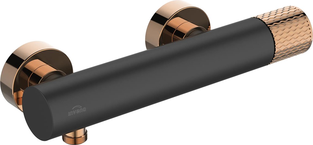 Invena Moonlight, nástěnná sprchová baterie 150 mm, černá-růžové zlato, INV-BN-77-014-V