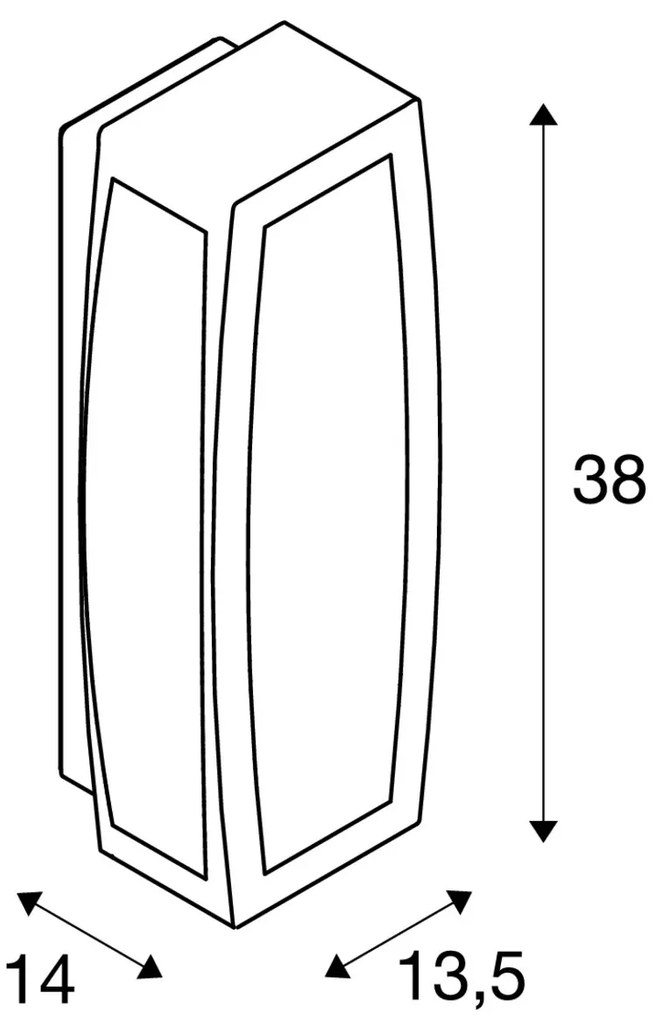 SLV 230655 Meridian box, nástěnné venkovní svítidlo, 1xE27 max. 25W, antracitová, 38cm, IP54