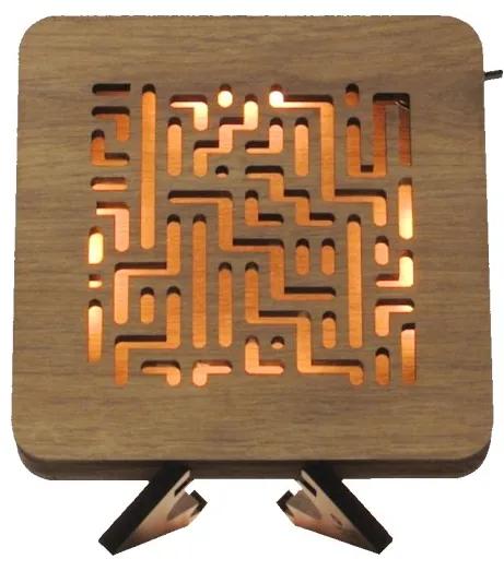 Lampička 17x17 "Maze" dřevo žlutá