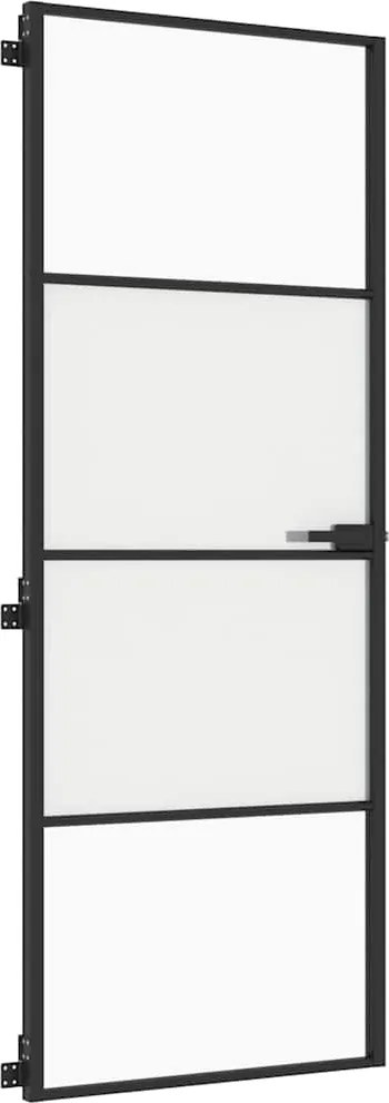 Interiérové dveře úzké černé 76x201,5 cm tvrzené sklo a hliník 155116