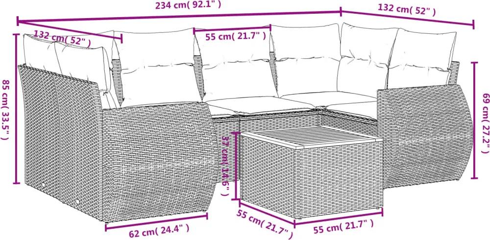 vidaXL 7dílná zahradní sedací souprava s poduškami polyratan [3257232] Barva: béžová a šedá