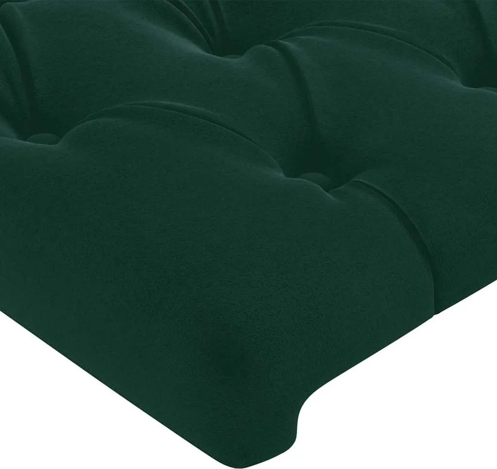 Čelo postele s LED tmavě zelená 180x7x118/128 cm samet 3122823