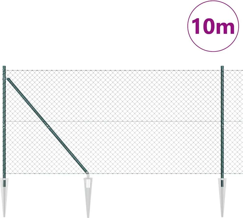 Řetězová plotová konstrukce s hroty 10 x 1,4 m Zelená Síťovina 3351151