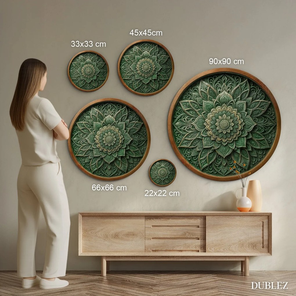 DUBLEZ | Mandala na zeď - Smaragd | UV tisk, Premium