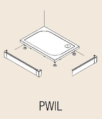 RONAL Marblemate - Hliníkový přední panel pro obdélníkovou vaničku, L-panel, 2 strany, 900 x 1200 mm - vanička bílá PWIL09012004