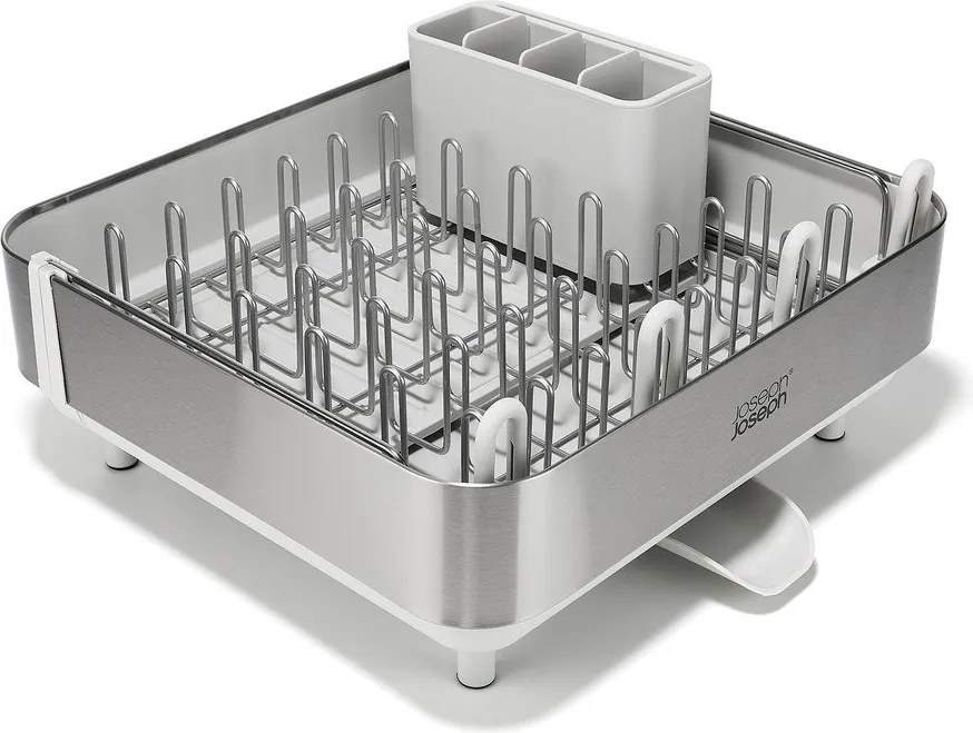 Nastavitelný plastový odkapávač ve stříbrné barvě 35,5x38 cm Extend Steel Plus – Joseph Joseph
