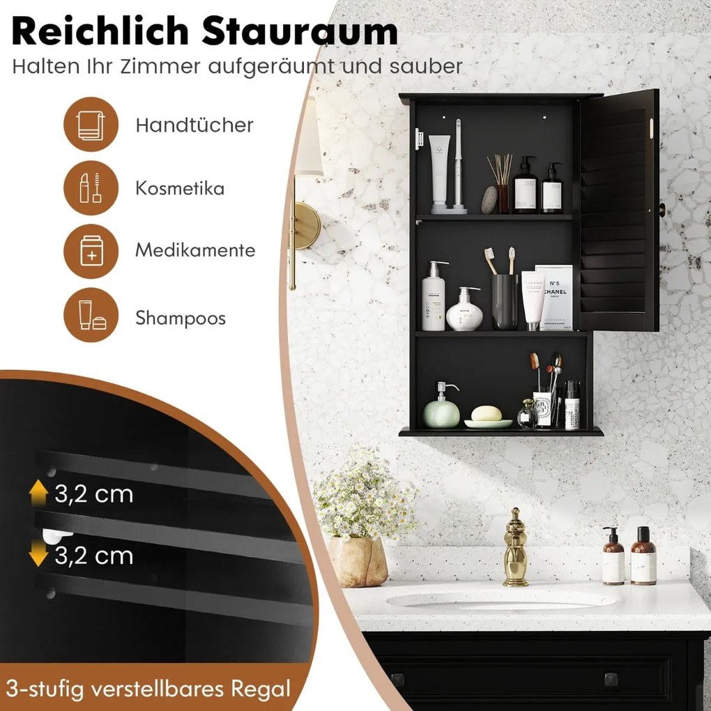 Costway Nástěnná skříňka koupelnová nástěnná s nastavitelnou policí
