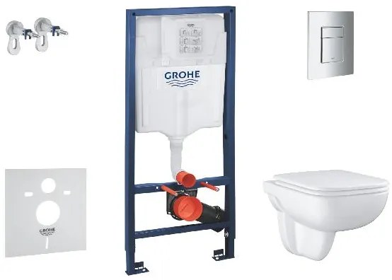 Grohe Solido - Set předstěnové instalace, klozetu a sedátka Start Edge Ceramic, softclose, tlačítko Even, chrom SANI15BB1103