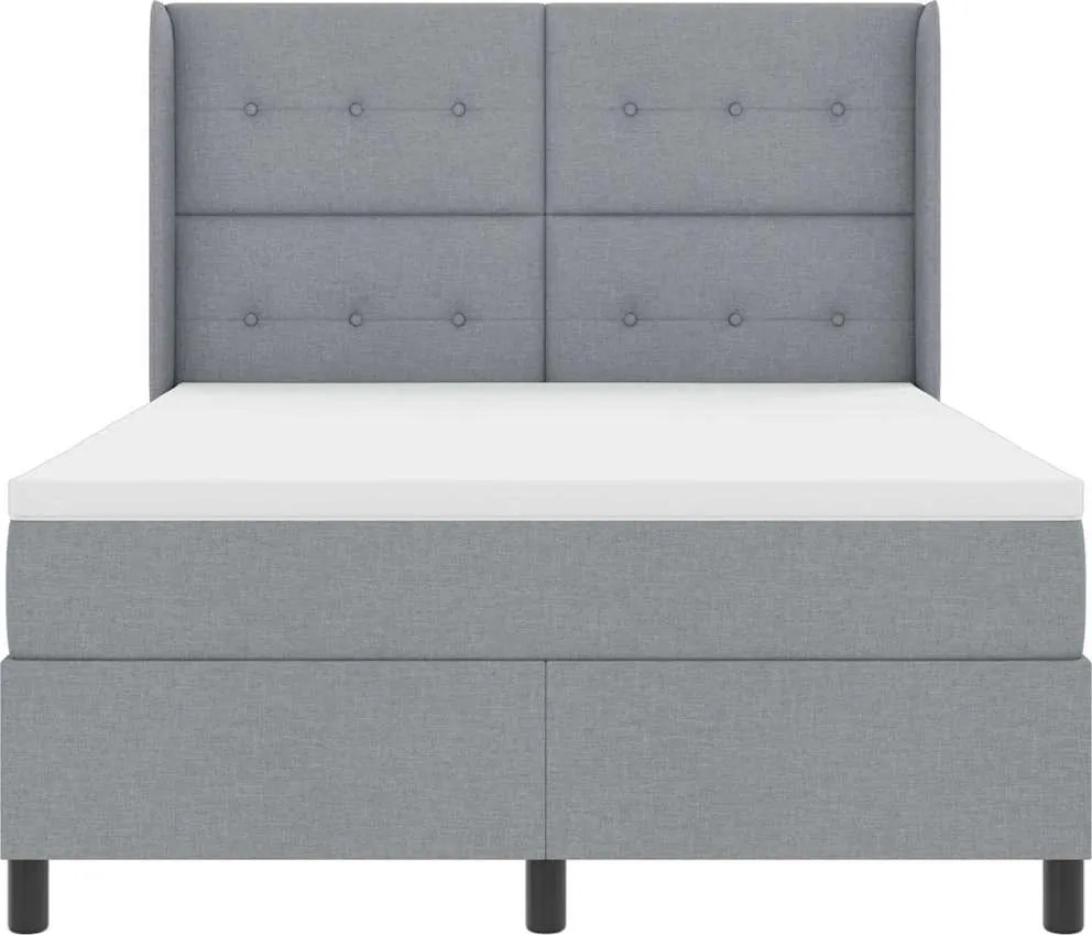 Postel s boxspringem s čelo Světle šedá 190 x 140 cm textil 3341637