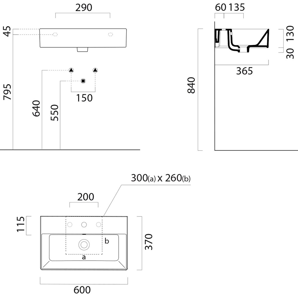 Sapho, KUBE X keramické umyvadlo 60x37 cm, bílá ExtraGlaze