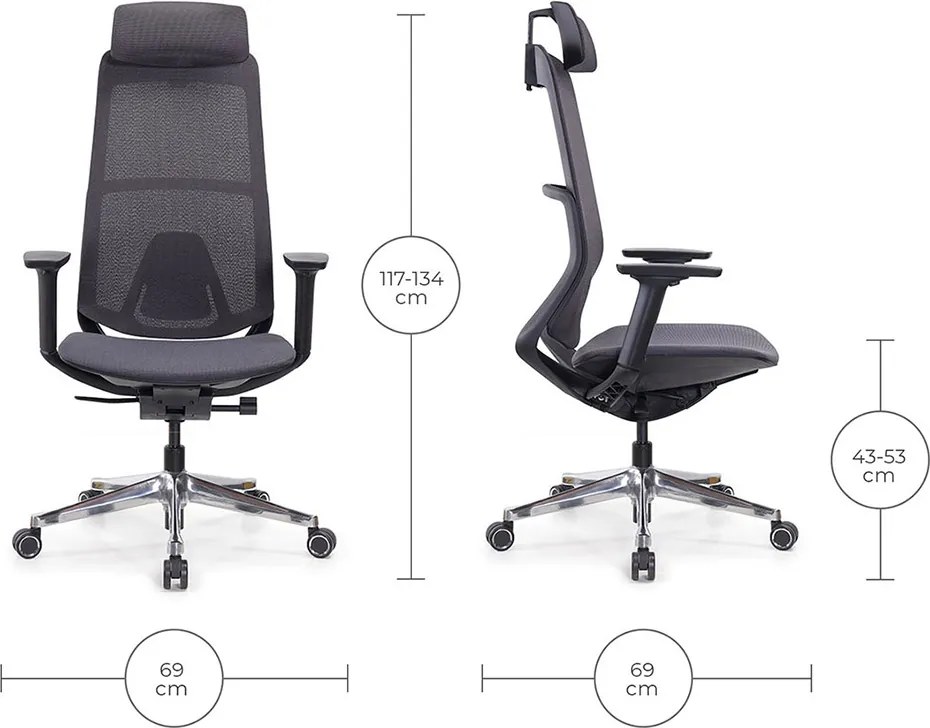Ergonomická síťovaná kancelářská židle MOSH Airflow 406 – černá
