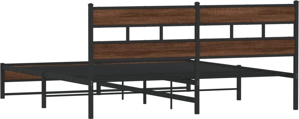 Kovový rám postele bez matrace hnědý dub 200 x 200 cm 3308515
