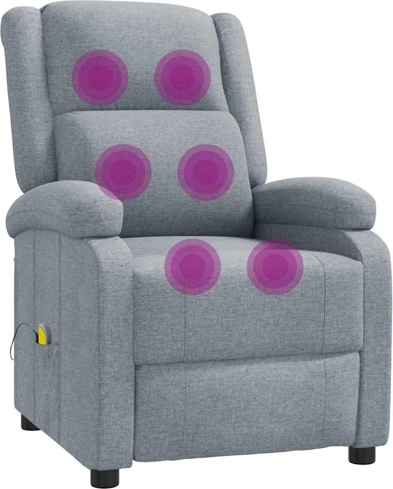 Masážní křeslo světle šedé textil 340936