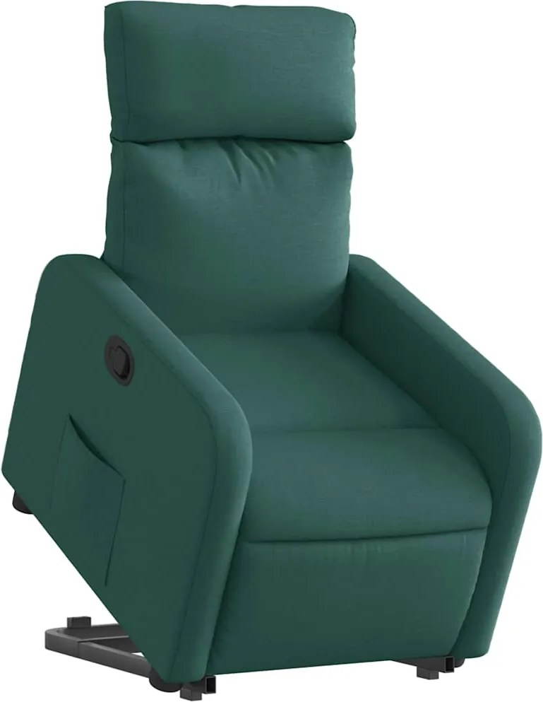 Zvedací polohovací křeslo tmavě zelené textil 3206705