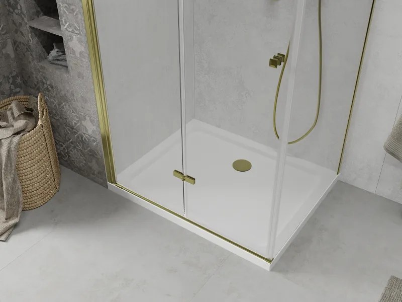 Mexen Lima sprchový kout 100x90cm, 6mm sklo, zlatý profil - čiré sklo + Slim sprchová vanička - 856-100-090-50-00-4010