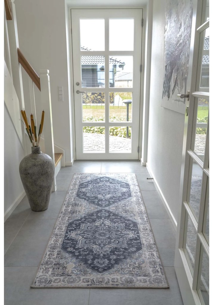 Nordic Experience Modrý žinylkový koberec Ajver 80x200 cm