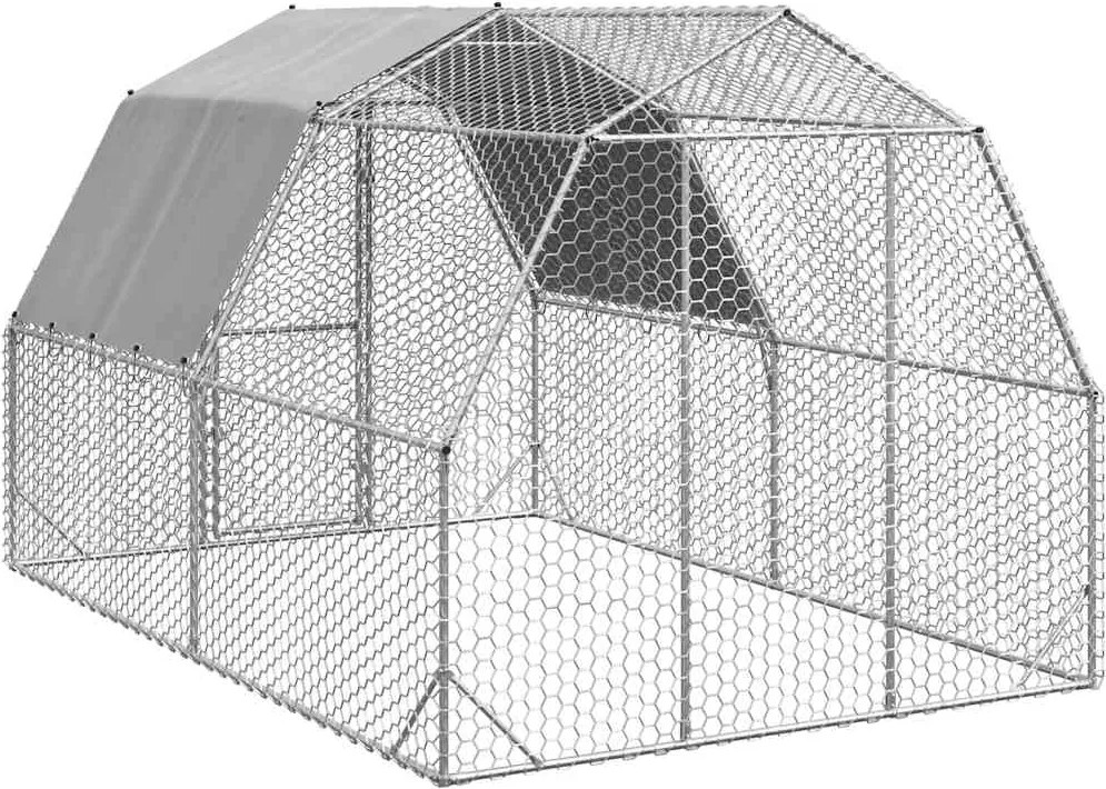 Výběh pro slepice se střechou 2,5x4x2,25 m pozinkovaná ocel 3328526