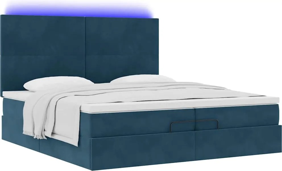 osmanská postel s matracemi a LED diodami tmavě modrá 200x200cm 3314274