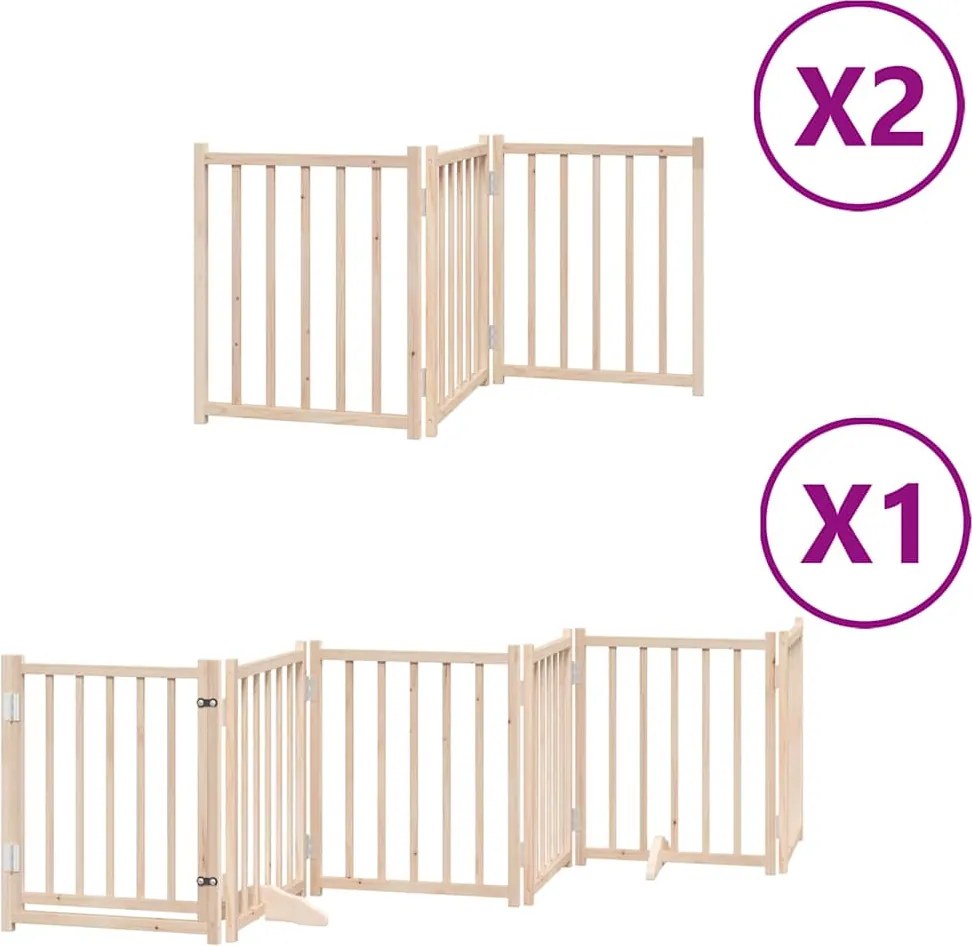 Zábrana pro psy s dvířky skládací 12 panelů 600 cm topol 3155698