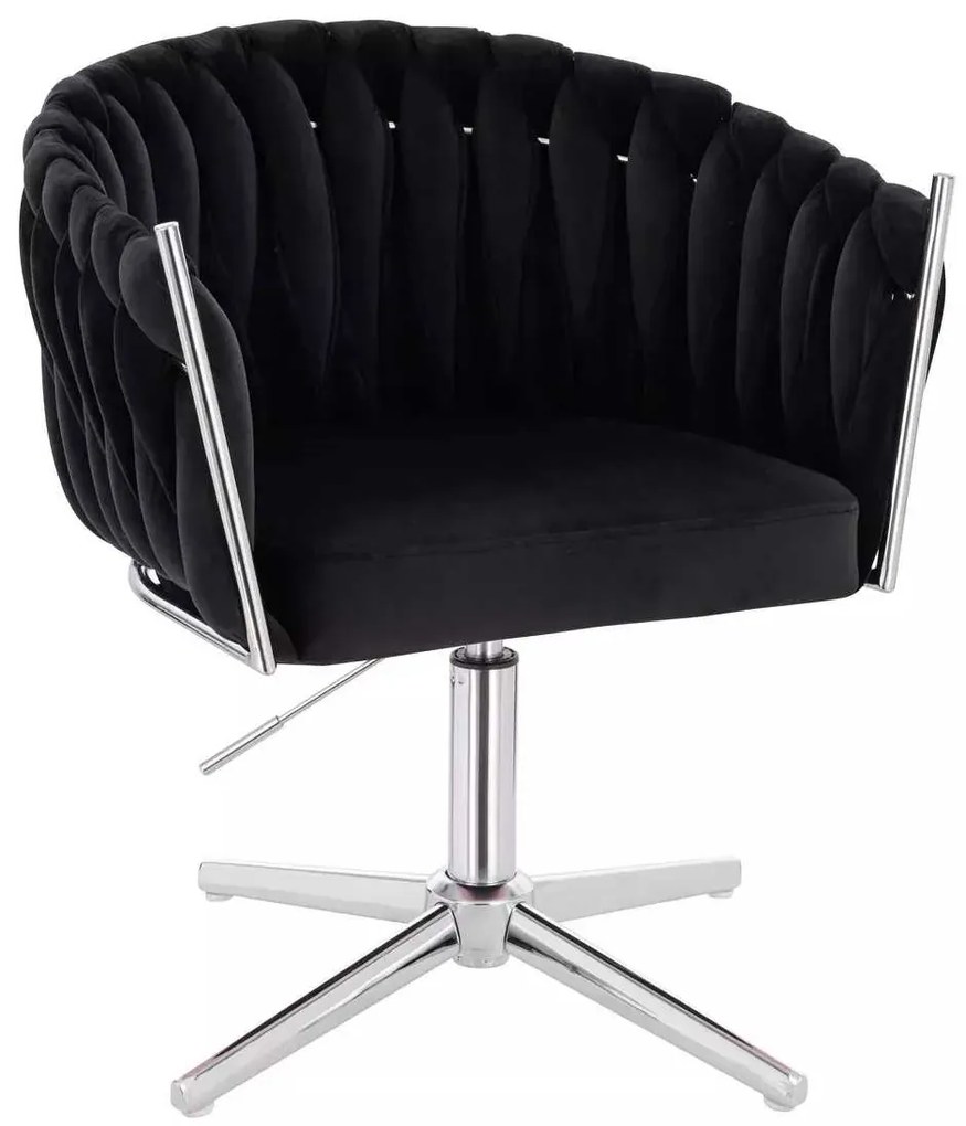 LuxuryForm DESIGN Otočná židle NORDEN VELUR na stříbrném kříži - černá