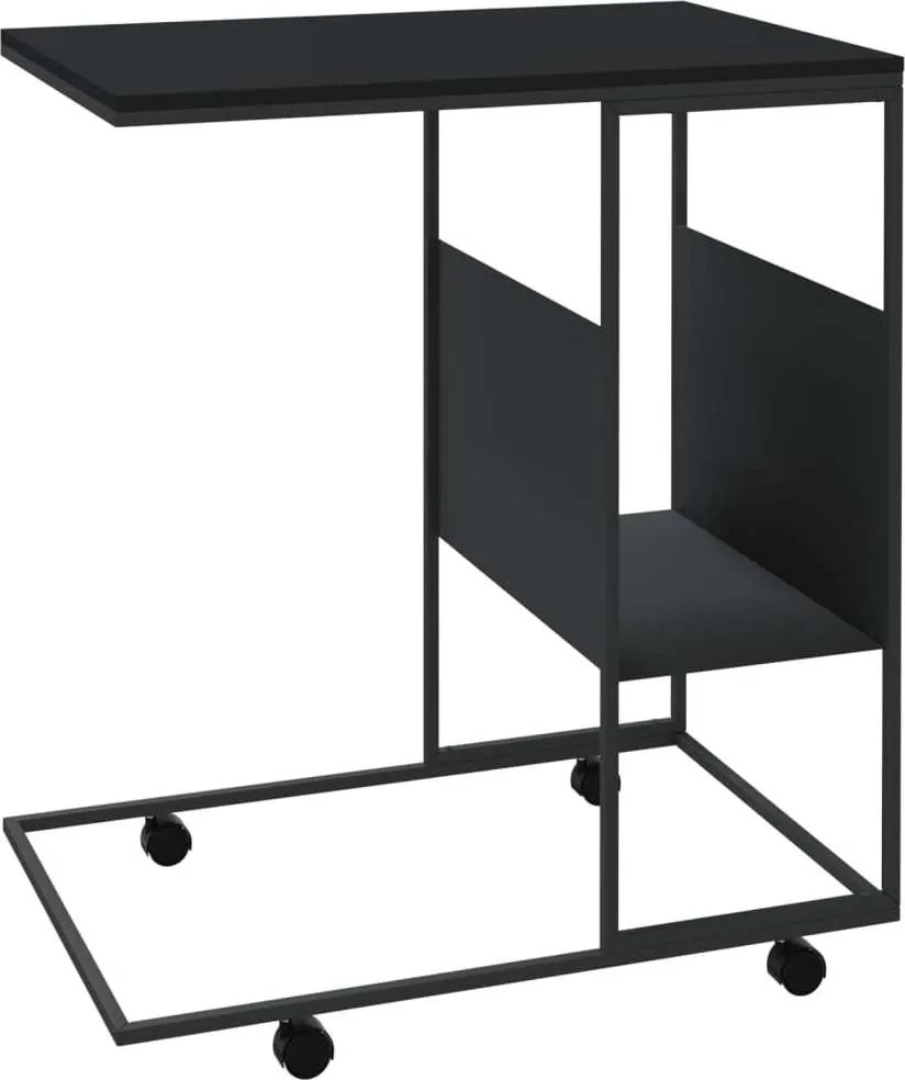 vidaXL Odkládací stolek s kolečky 55x36x63,5 cm kompozitní dřevo [343109] Barva: Černá
