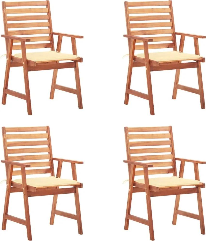 vidaXL Zahradní jídelní židle s poduškami 4 ks masivní akáciové dřevo [3078331] Barva: Šedá