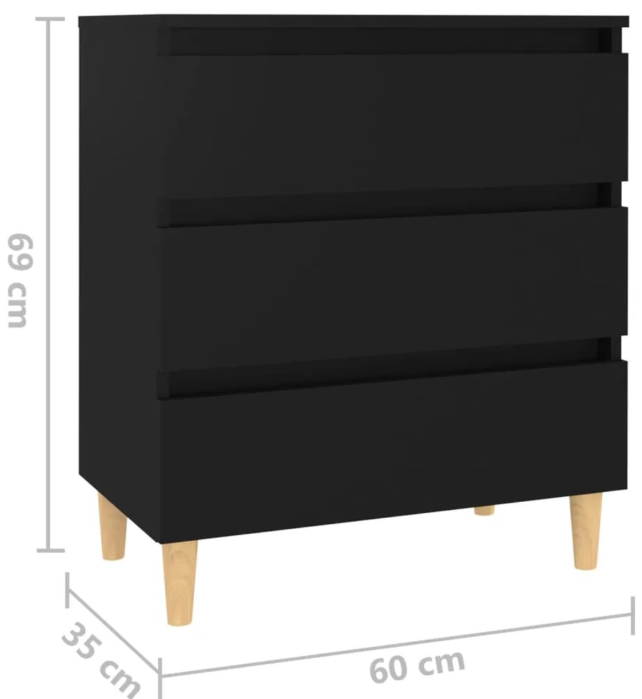 vidaXL Příborník černý 60 x 35 x 69 cm dřevotříska