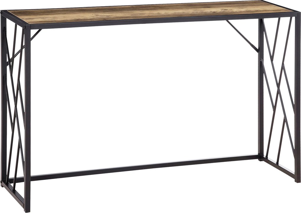 HOMCOM Konferenční stolek, Boční stolek s ocelovými nohami, 120 x 35 x 75 cm, Průmyslový stůl do chodby, Konec stolu, do malých prostor, Vstup, Chodba