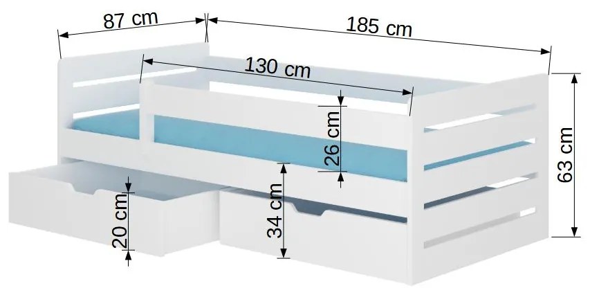 ADRK Postel BEMMA, CH-Bem-Al-185+M-E2029, 180x80 cm s matrací, olše