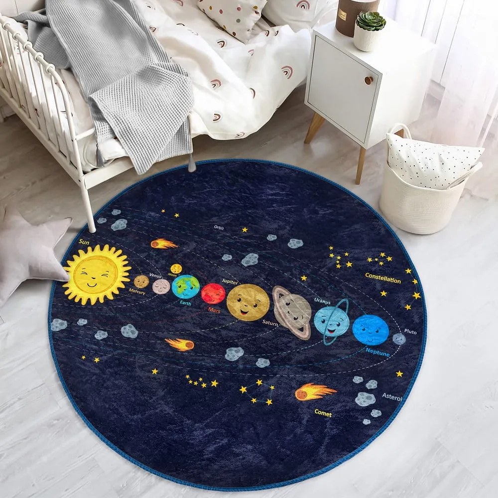 Tmavě modrý dětský koberec ø 100 cm Comfort – Mila Home