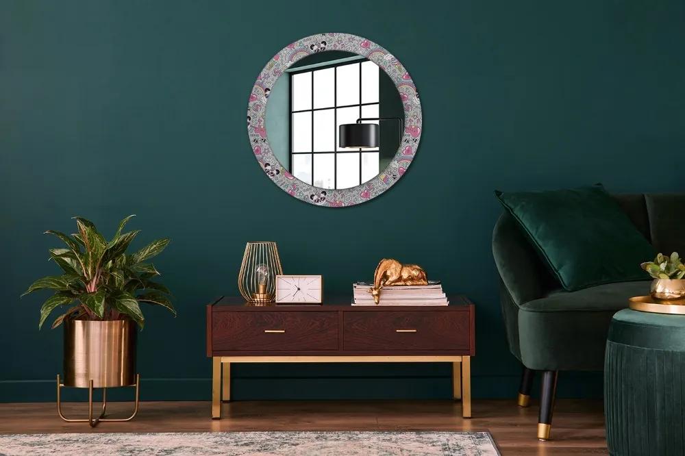 Kulaté dekorativní zrcadlo Panda unicorn fi 70 cm