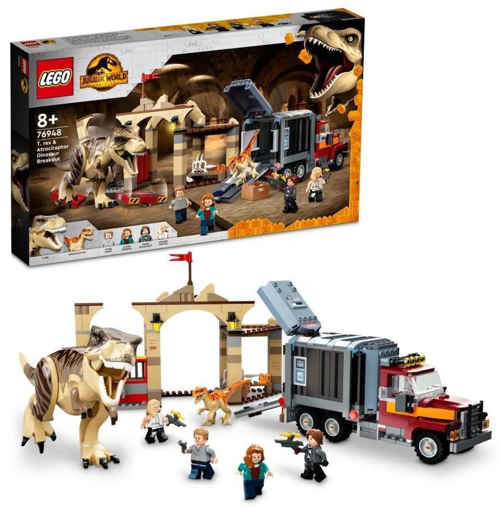 Lego stavebnice lego jurassic world 76948 útěk t-rexe a atrociraptora