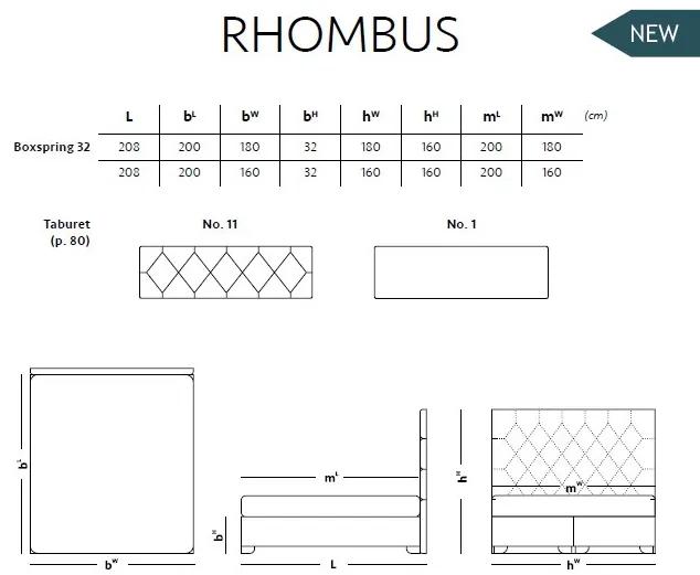 Materasso Kontinentální čalouněná postel RHOMBUS boxspring ROZMĚR: 2x (100x200) cm - boxspring