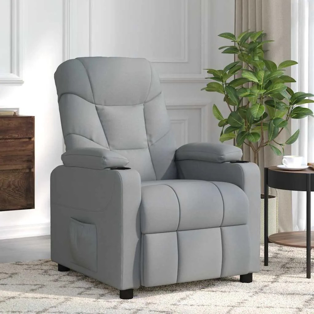 Masážní křeslo světle šedé textil 339092