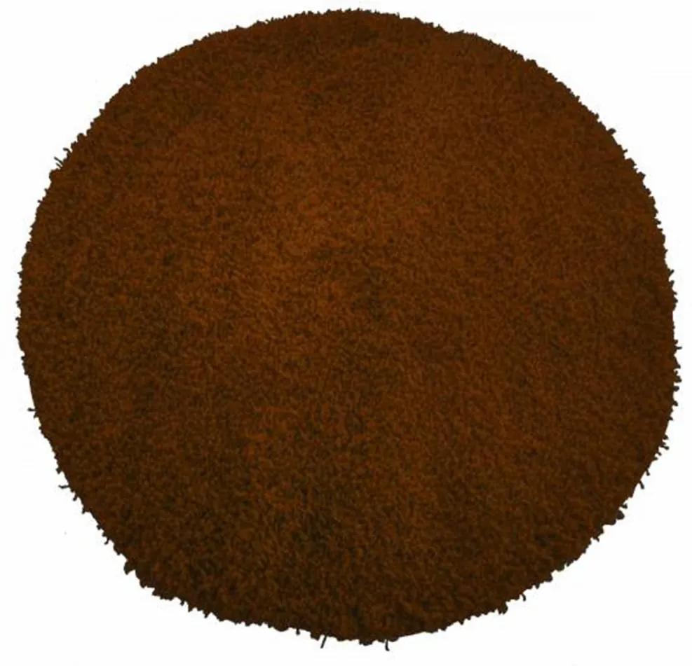 Kusový koberec Shaggy vlas 50 mm hnědý kruh, Velikosti 100x100cm