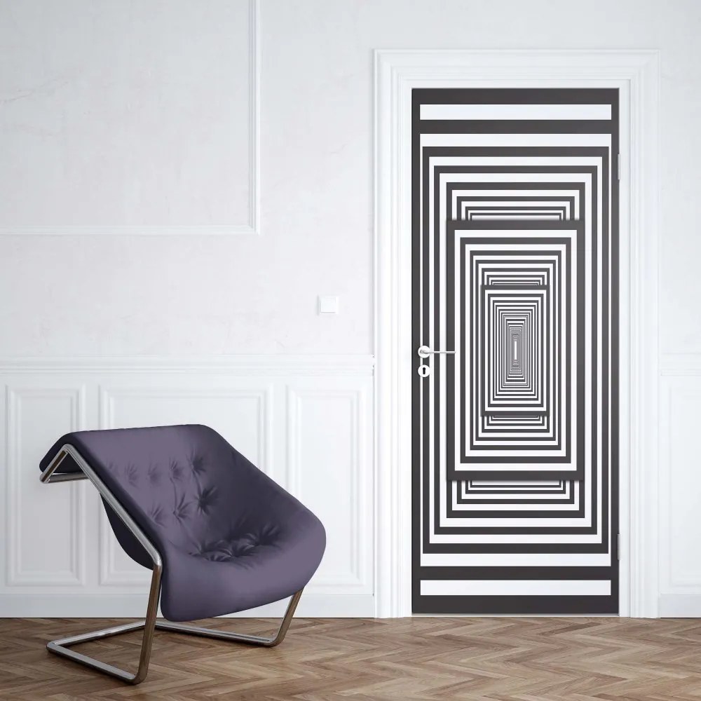 GLIX Fototapeta na dveře - Black And White Geometric Design | 91x211 cm
