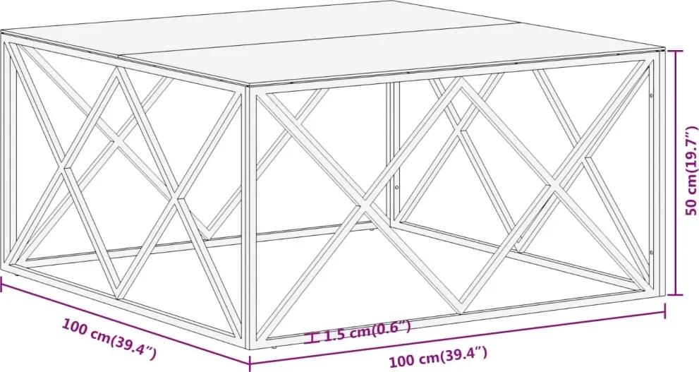 vidaXL Konferenční stolek nerezová ocel a tvrzené sklo [349978] Barva: Stříbrná