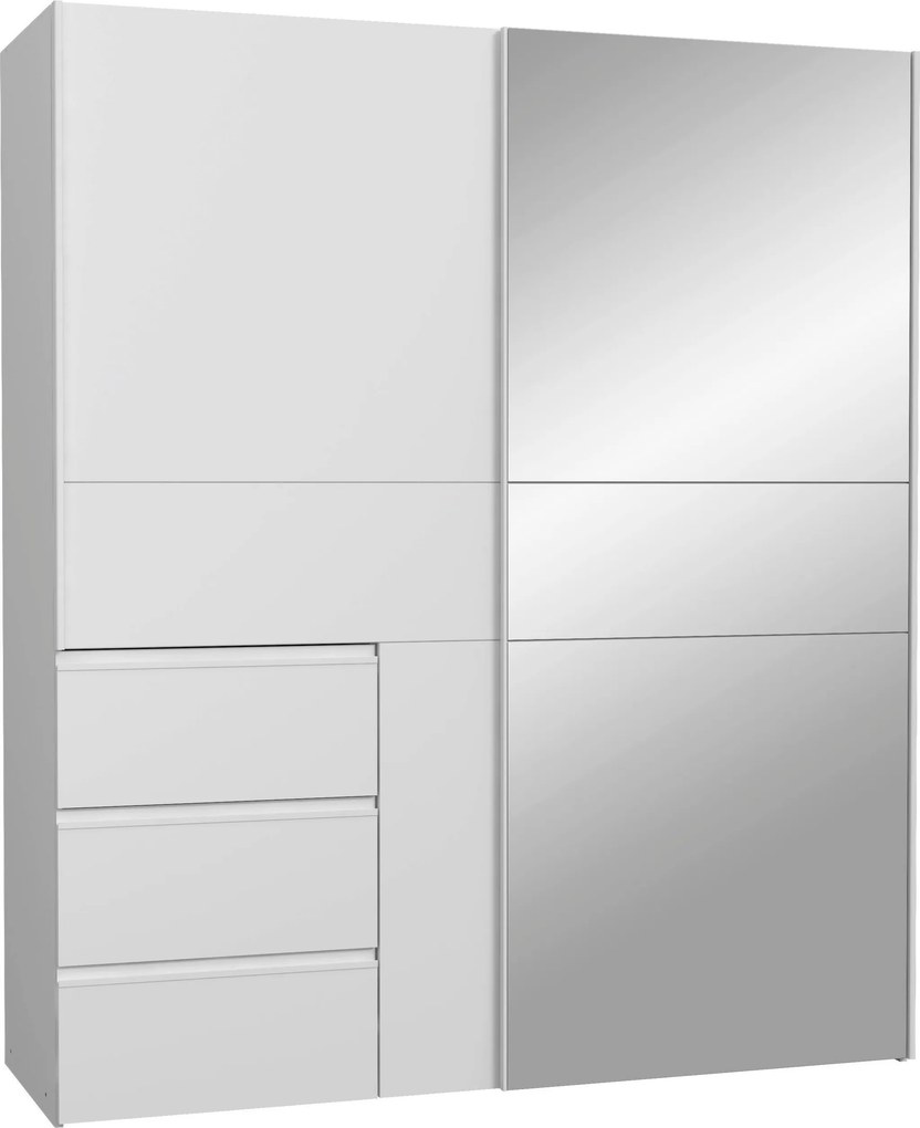 XXXLutz ŠATNÍ SKŘÍŇ SE ZRCADLEM, bílá, barvy hliníku, 170/200/61 cm Carryhome - Šatní skříně - 000687045703