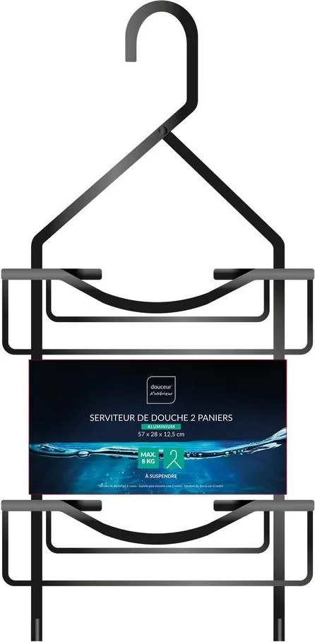 Matně černá závěsná hliníková koupelnová polička Filaire Aluminium – douceur d'intérieur