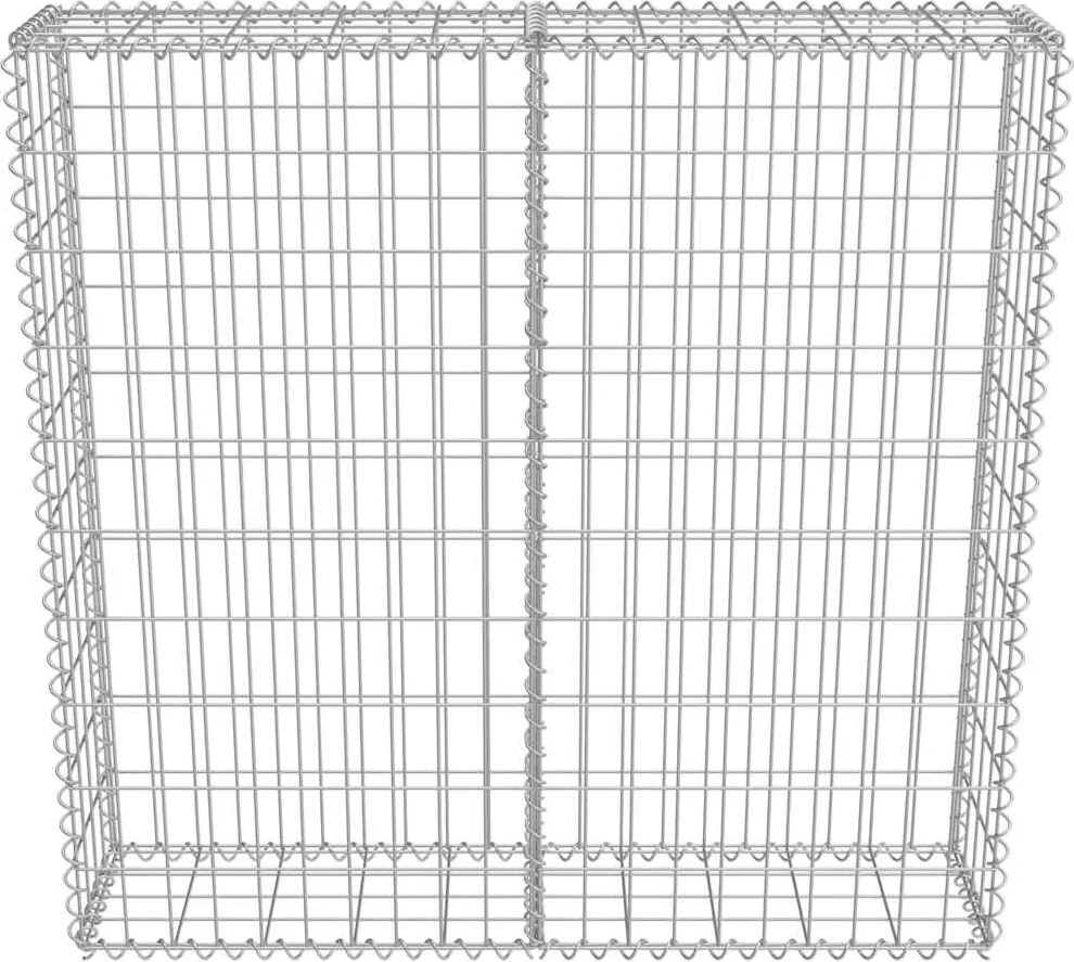 Gabionová zeď s kryty z pozinkované oceli 100 x 20 x 100 cm 143578
