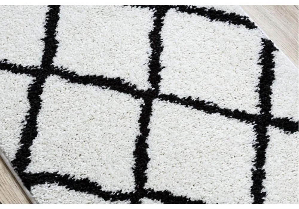 Kusový koberec Shaggy Cross bílý atyp 60x300cm