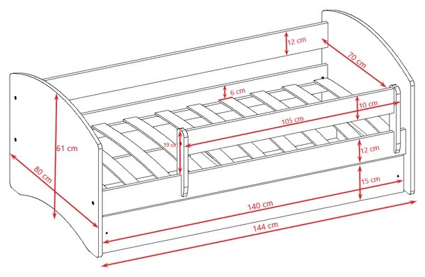 Ourbaby Loki postel bez úložného prostoru 140x70 cm bílá