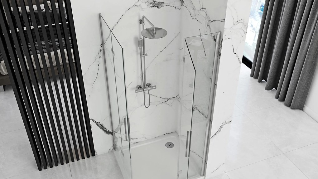 Obdélníkový sprchový kout REA MOLIER DOUBLE 80x100 cm, chrom/transparent - bez vaničky
