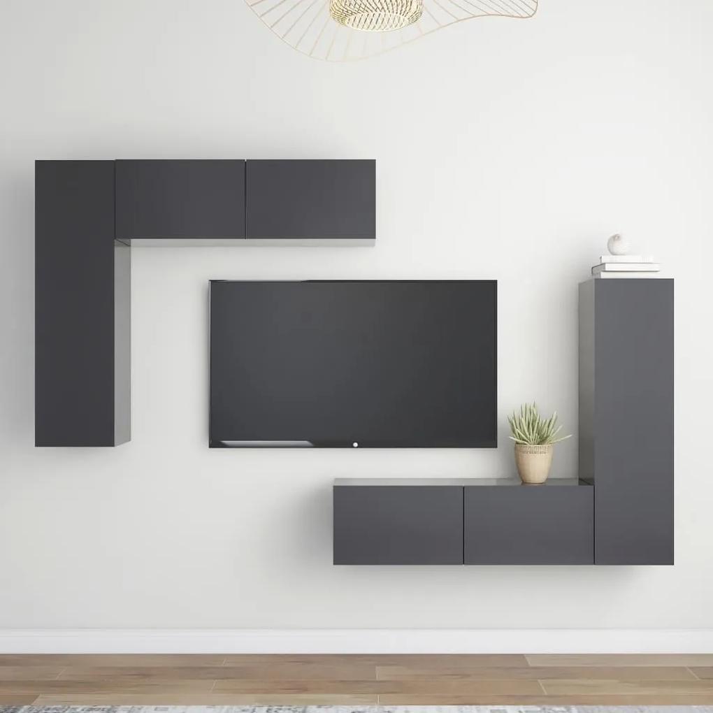 vidaXL 4dílný set TV skříněk dřevotříska [3078690] Barva: Betonová šedá