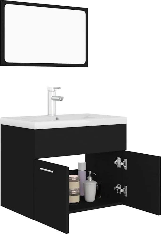 Set koupelnového nábytku černý dřevotříska 3071316